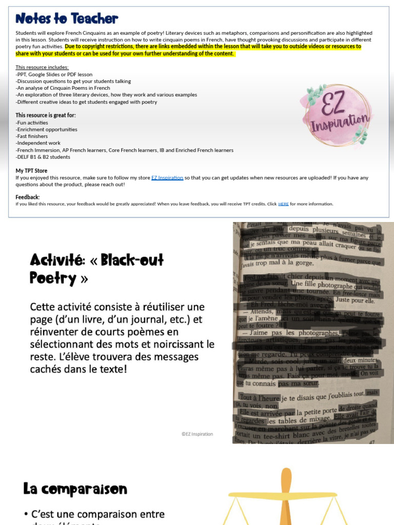 Des Cinquains Et Figures de Style2 | PDF