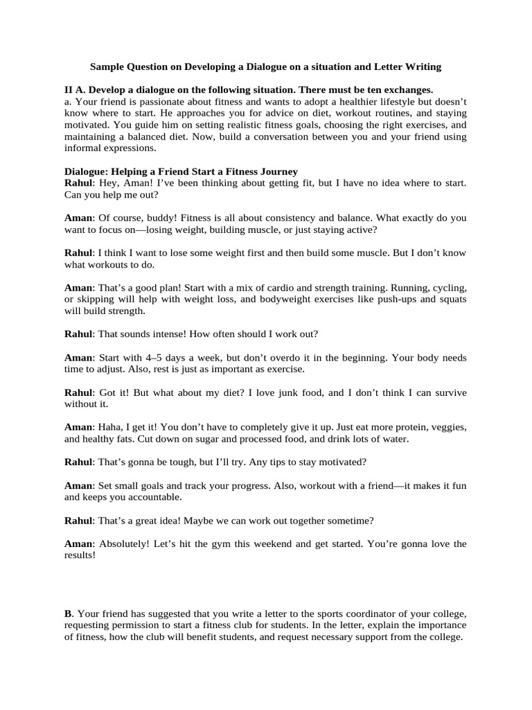 3 Developing a Dialogue on a situation and Letter Writing | PDF ...