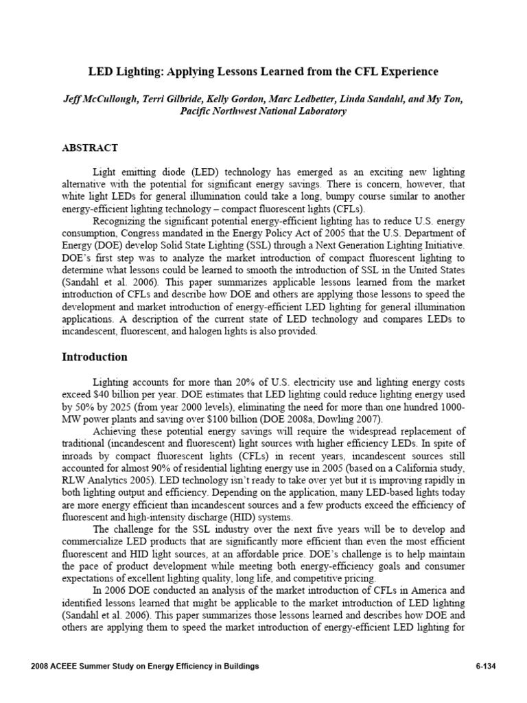 LED Lighting: Lessons from CFLs | PDF | Compact Fluorescent Lamp | Light Emitting Diode
