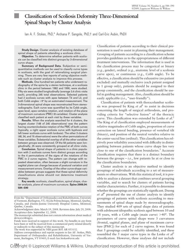 Classification of Scoliosis Deformity Three-Dimensional Spinal Shape by ...