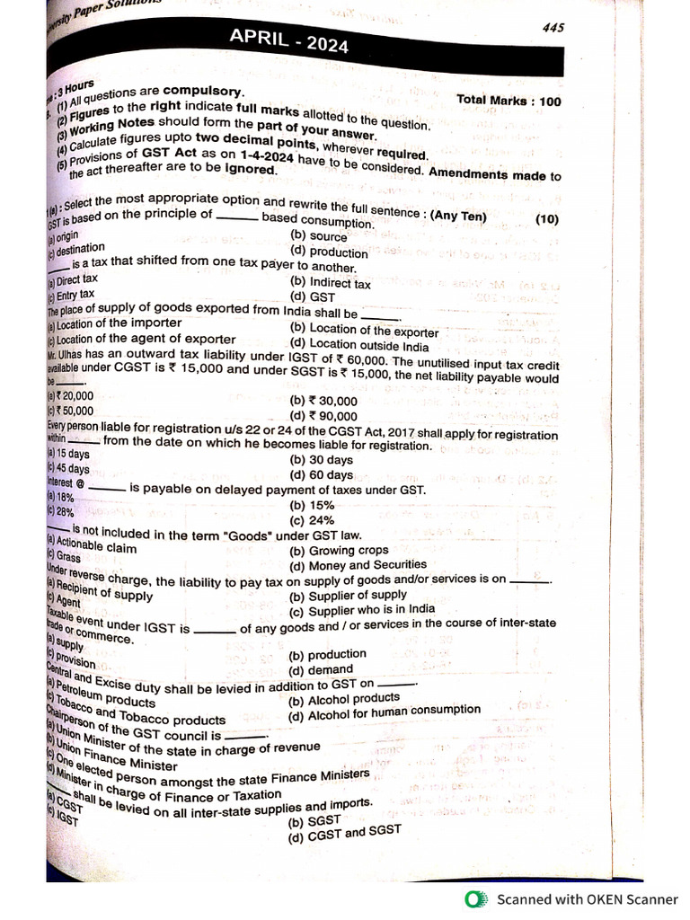 Tax Pyq Mumbai University Js Commerce Classes | PDF