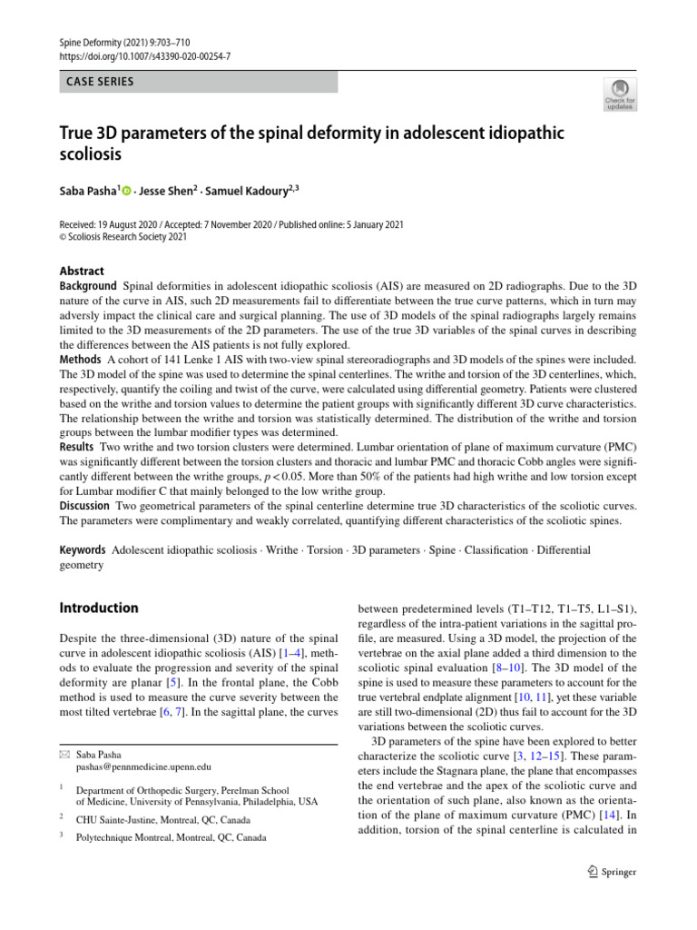 True 3D Parameters of The Spinal Deformity in Adolescent Idiopathic ...