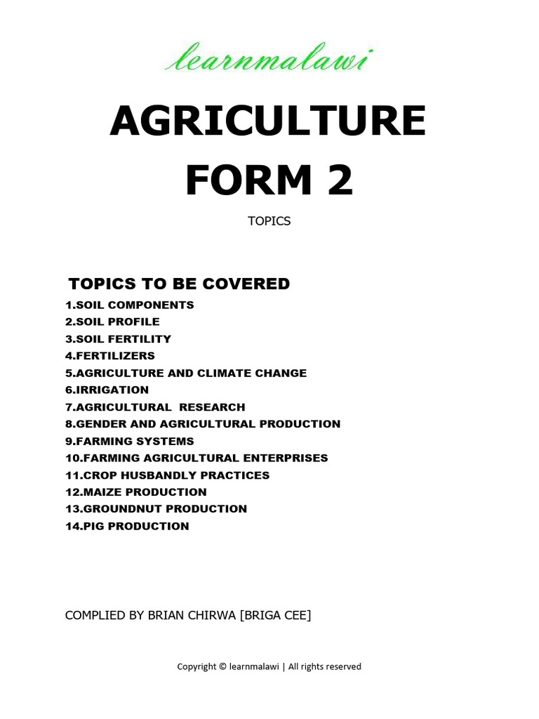 Agriculture Form 2 | PDF | Soil | Plant Nutrition