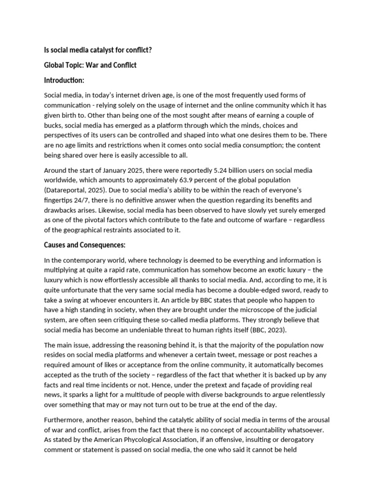 Is Social Media Catalyst For Conflict | PDF