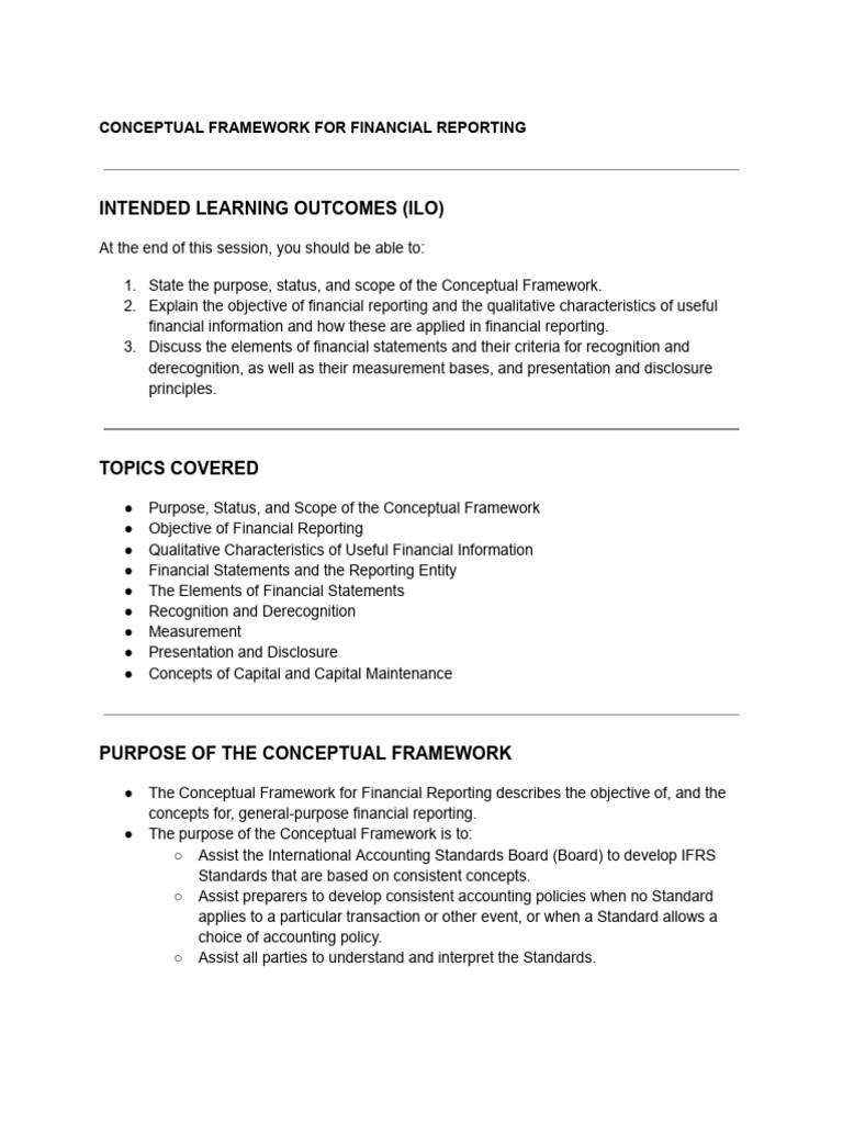 Conceptual Framework for Financial Reporting | PDF | Equity (Finance ...