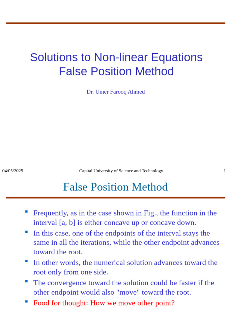 False Position Method for Non-linear Roots | PDF | Mathematical Analysis | Mathematics