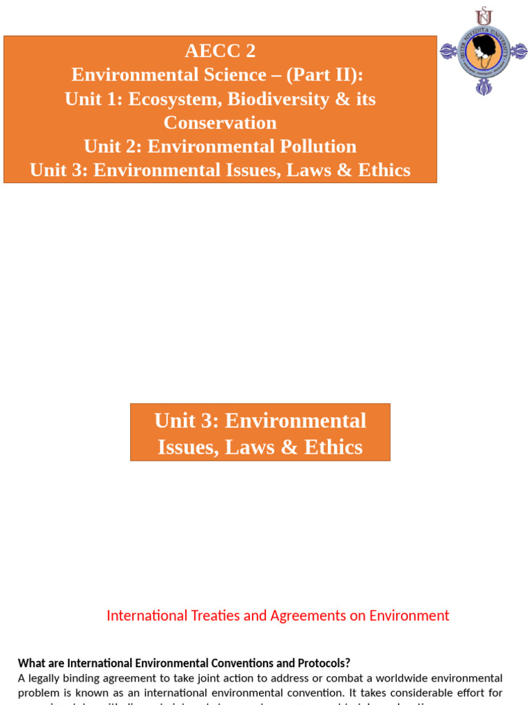 EVS II - Unit 3-The Laws-Ethics | PDF | Kyoto Protocol | Greenhouse Gas