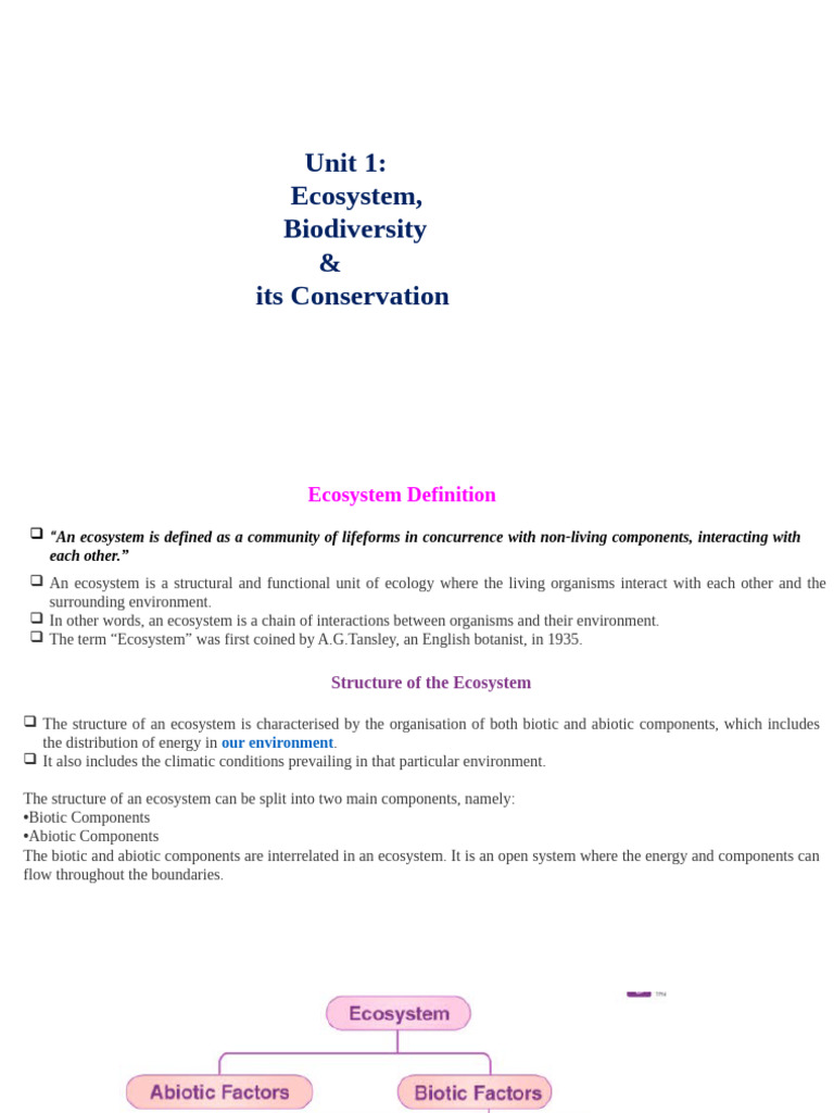 EVS II - Unit1 Ecosystem&Biodiversity | PDF | Ecosystem | Food Web