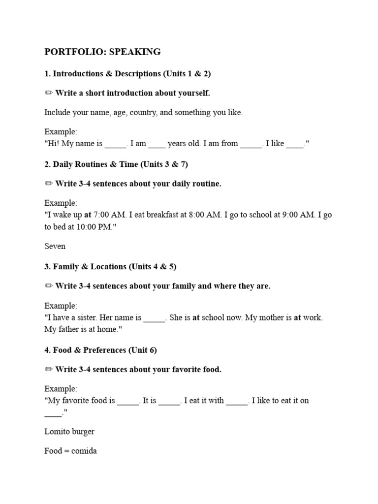 Portfolio Speaking | PDF