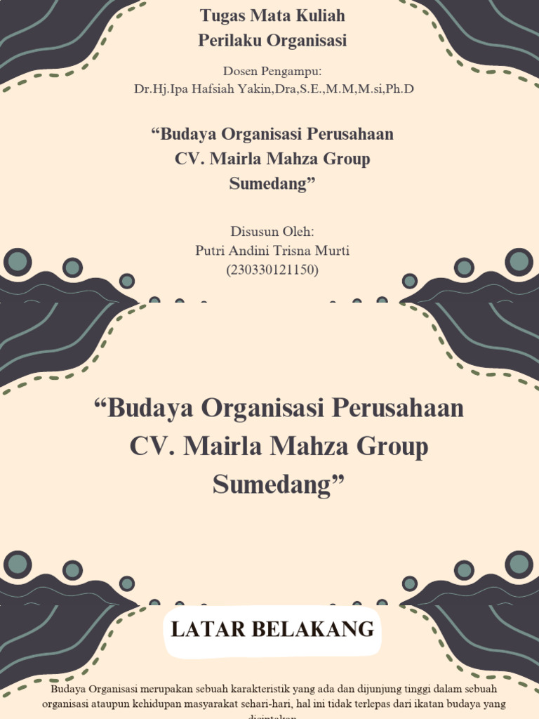 Budaya Organisasi di CV. Mairla Mahza | PDF