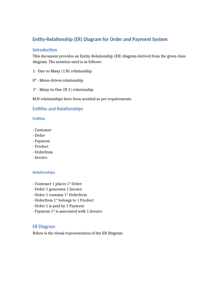 ER Diagram for Order and Payment System | PDF