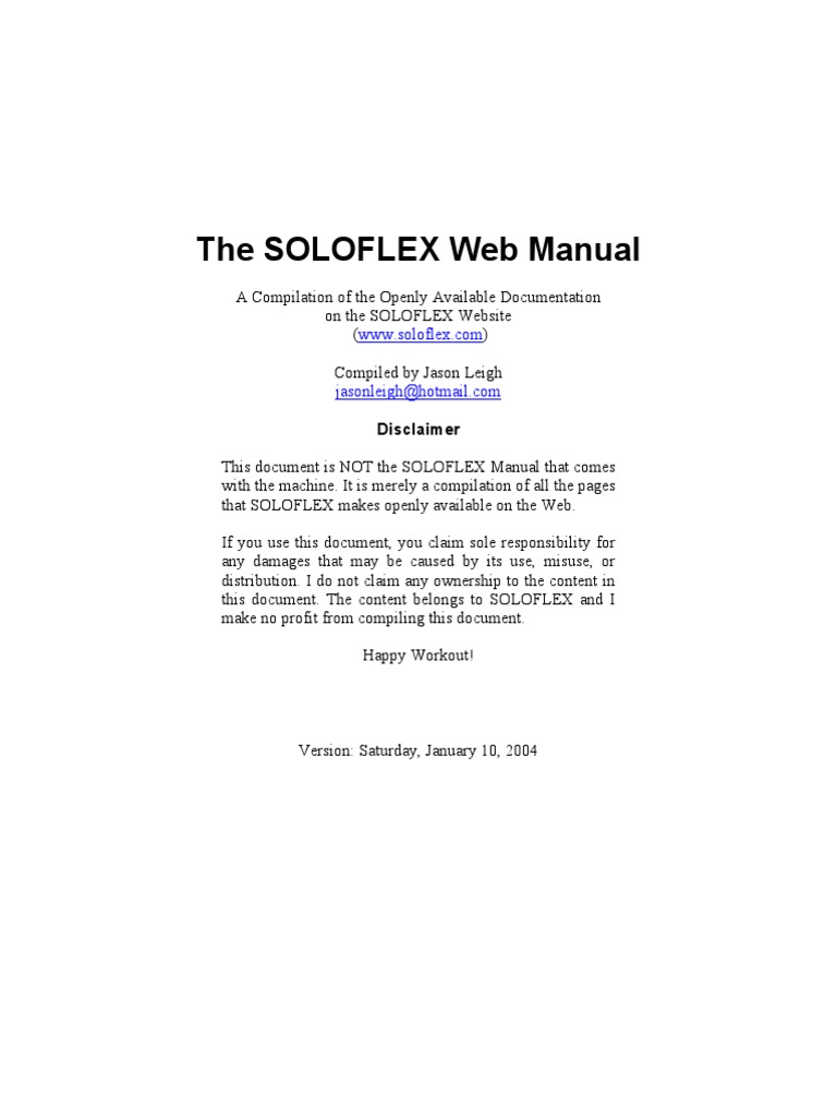 Soloflex Manual | PDF | Strength Training | Weight Training