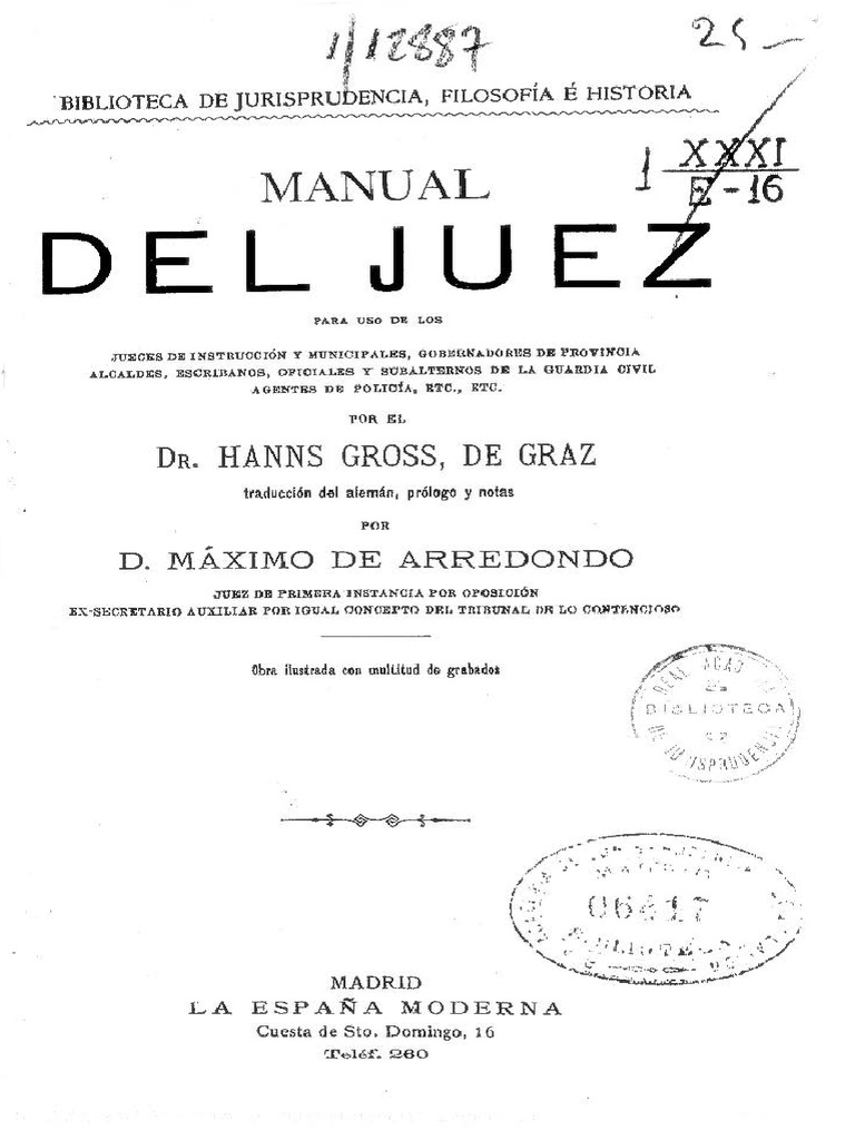Hans Gross Manual Del Juez de Instruccio | PDF
