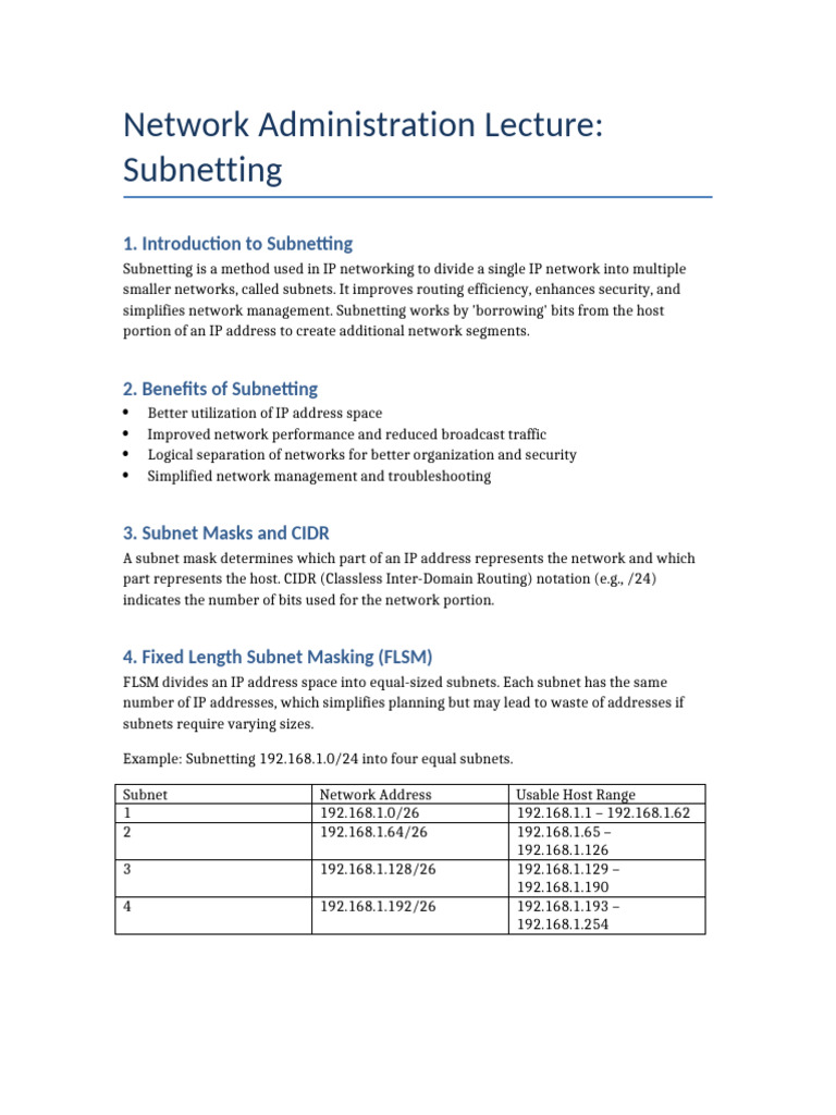 Expanded Subnetting Lecture | PDF | Network Architecture | Routing