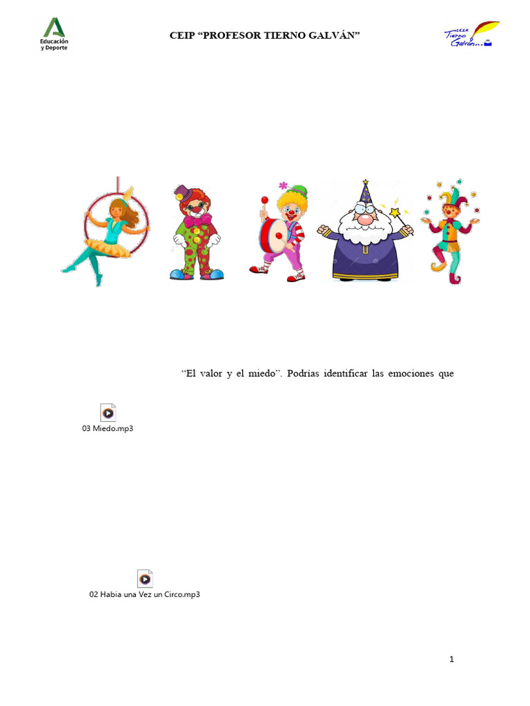 Actividades del Circo de las Emociones | PDF | Las emociones | Sicología