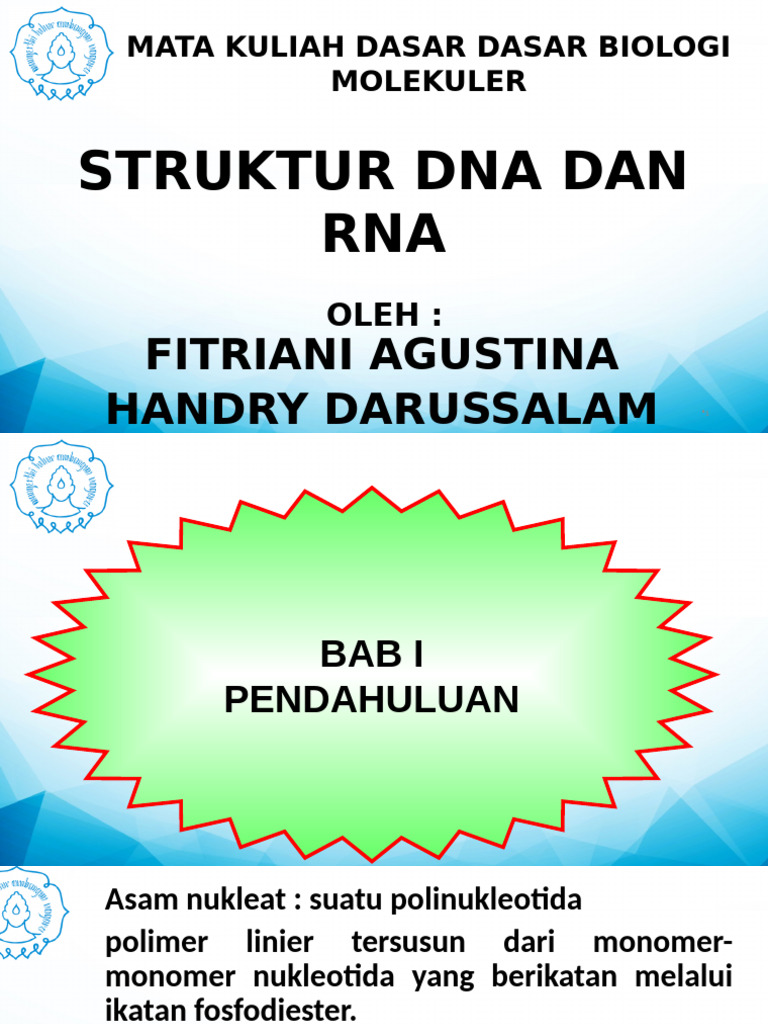 Tugas Mata Kuliah Dasar Dasar Biologi Molekuler Dr. Paramasari Dirgahayu, PH.D | PDF
