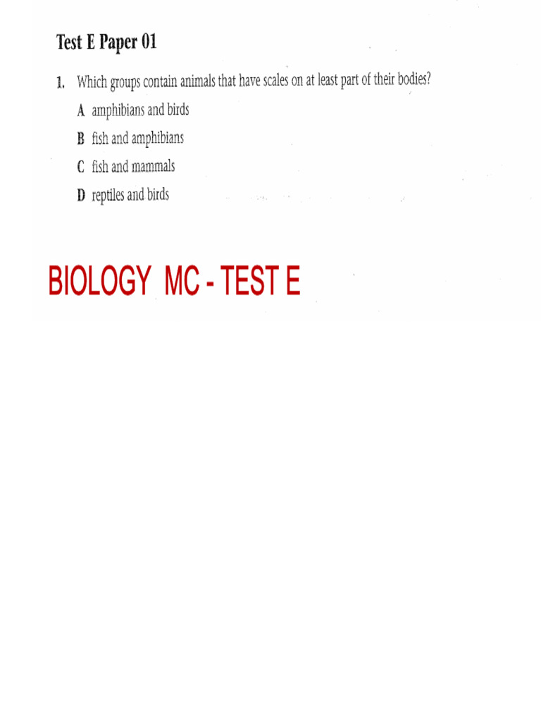 Biology MC - Test E | PDF