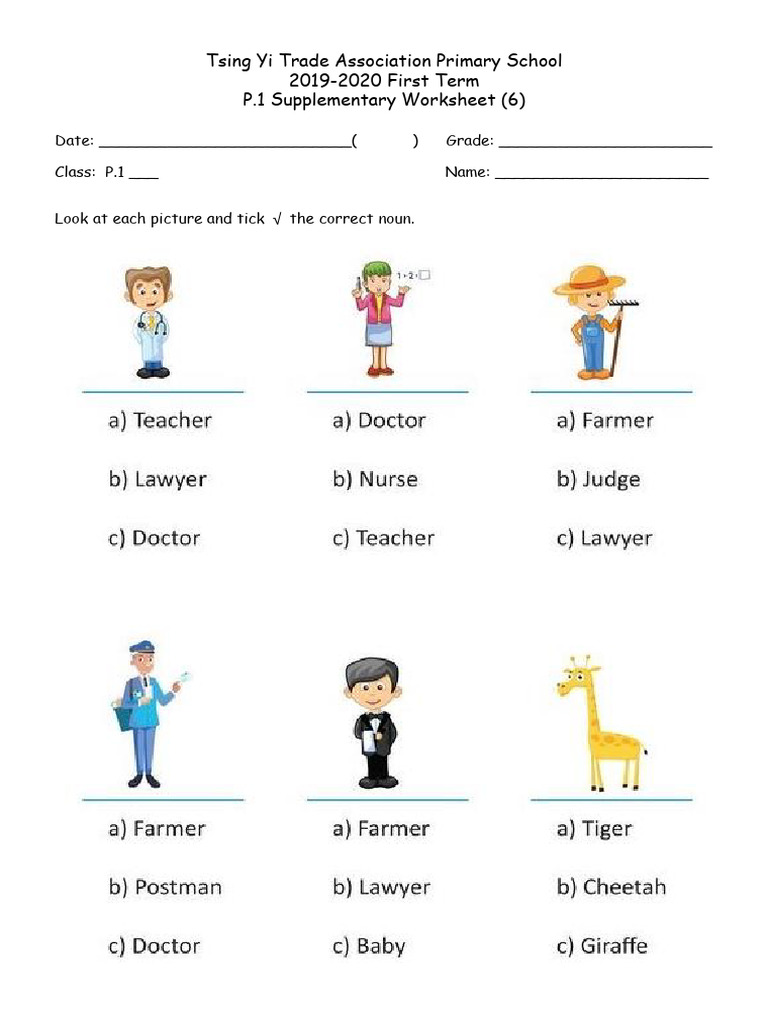 P1 English WS (Jobs) | PDF