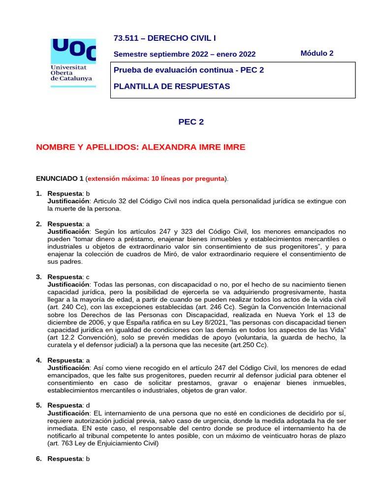 73.511 Plantilla Respuestas Pec2 2022-1 | PDF | Justicia | Crimen y violencia