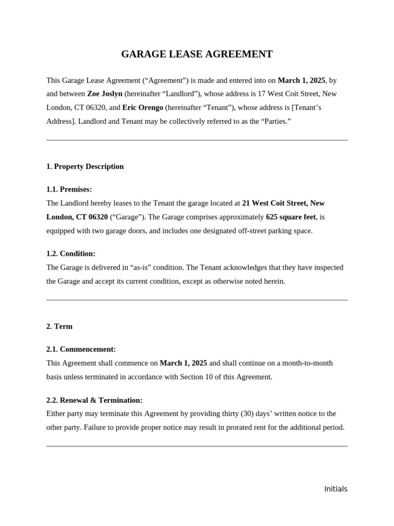 Garage Lease Agreement Overview | PDF | Leasehold Estate | Lease
