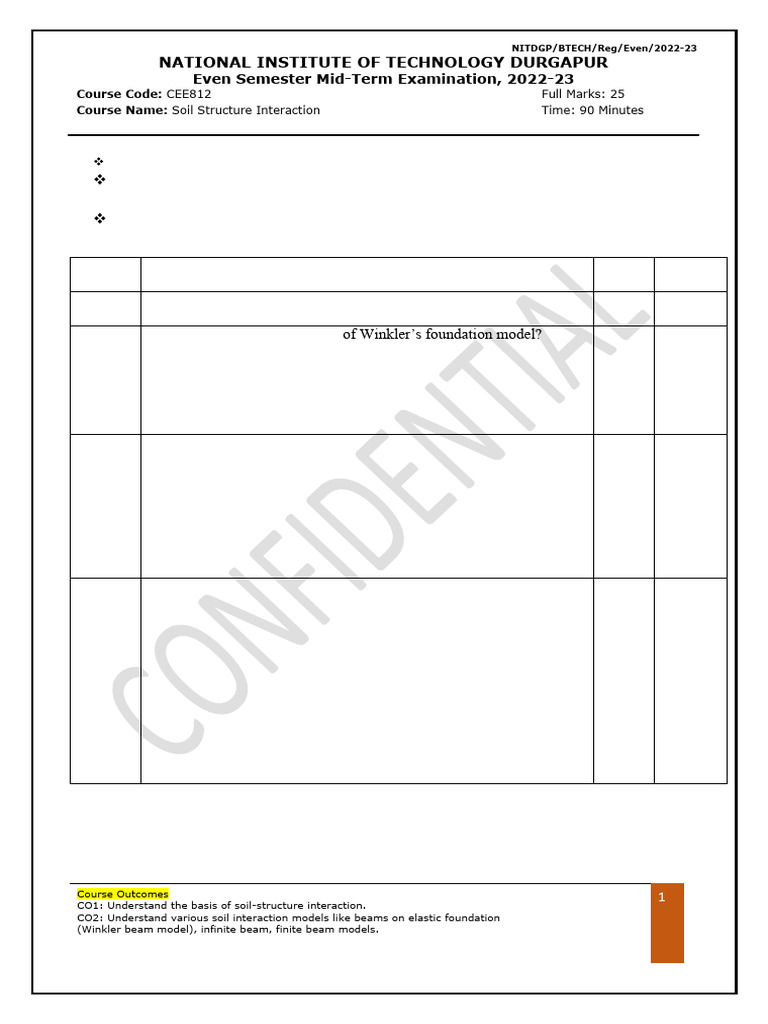 SSI-mid Term QP Online - 2022-23 (1) 1 | PDF | Beam (Structure) | Bending