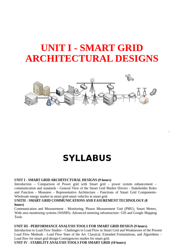 Unit i - Smart Grid Architectural Designs | PDF | Smart Grid | Computer Network