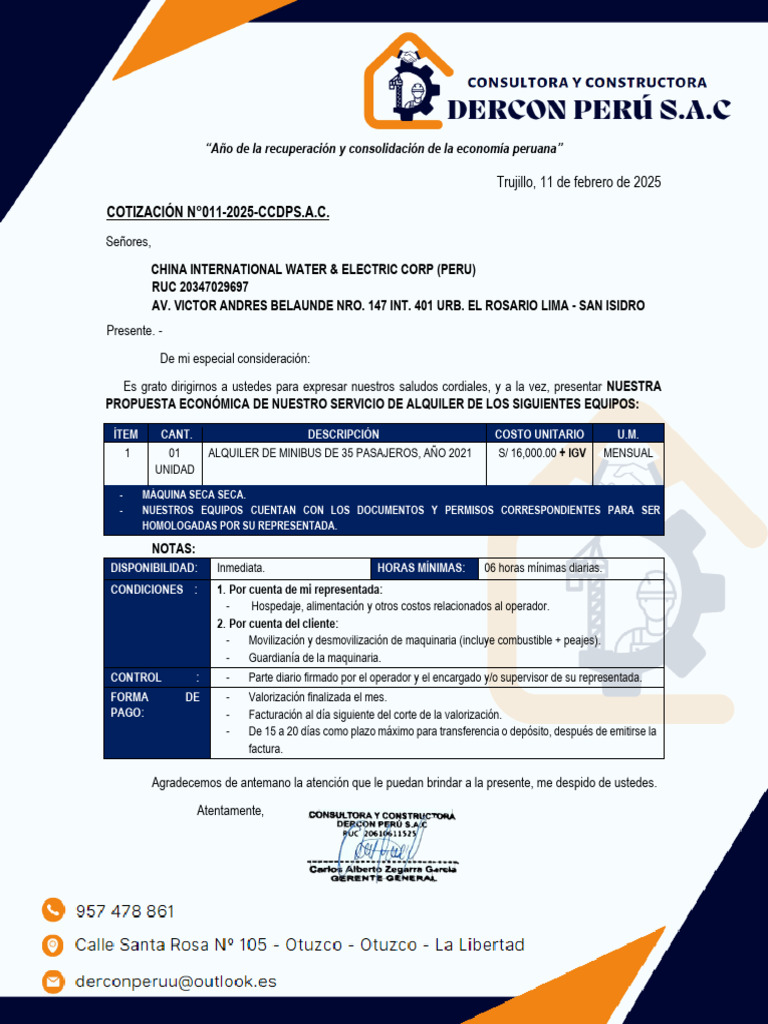 Cotización Nº011-2025-Ccdp.s.a.c. - Cwe | PDF