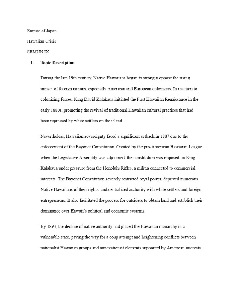 Empire of Japan Position Paper | PDF | Hawaii | Empire Of Japan