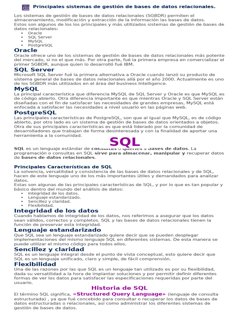Qué es SQL (1) | PDF | SQL | Mi sql