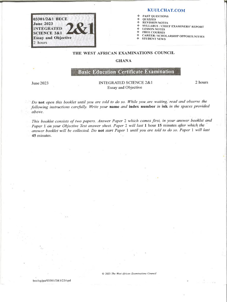 Bece 2023 Science | PDF