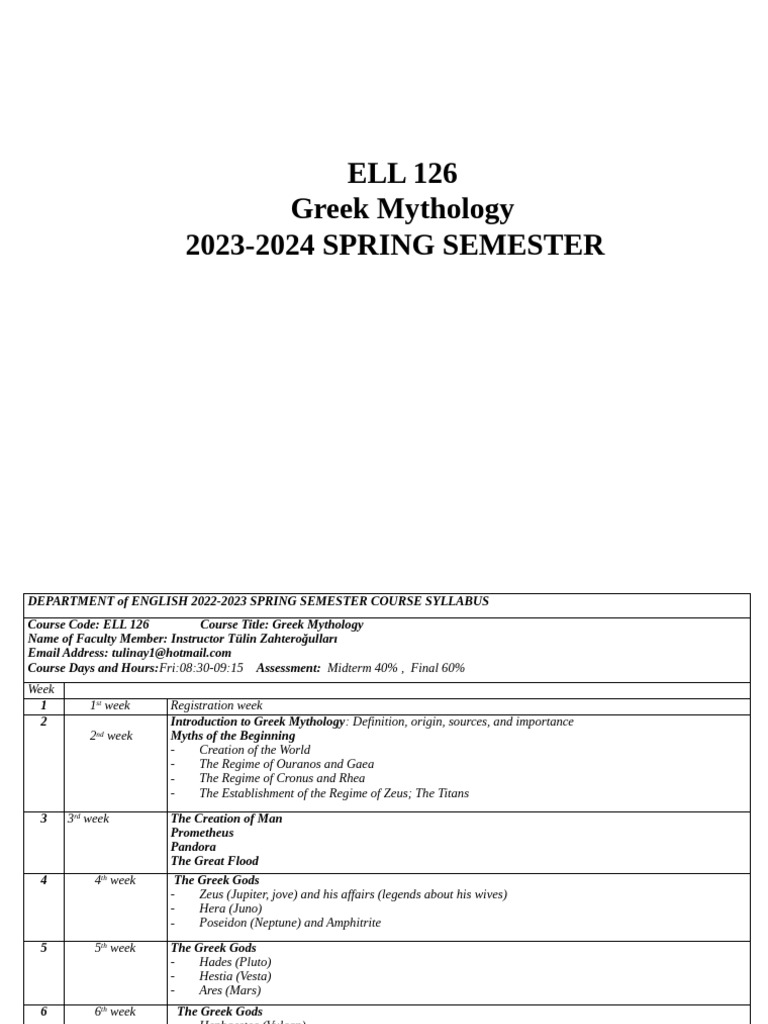 Introduction To Greek Mythology-1 | PDF | Twelve Olympians | Creation Myths