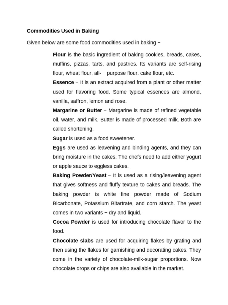Essential Baking Ingredients Explained | PDF | Flour | Baking Powder