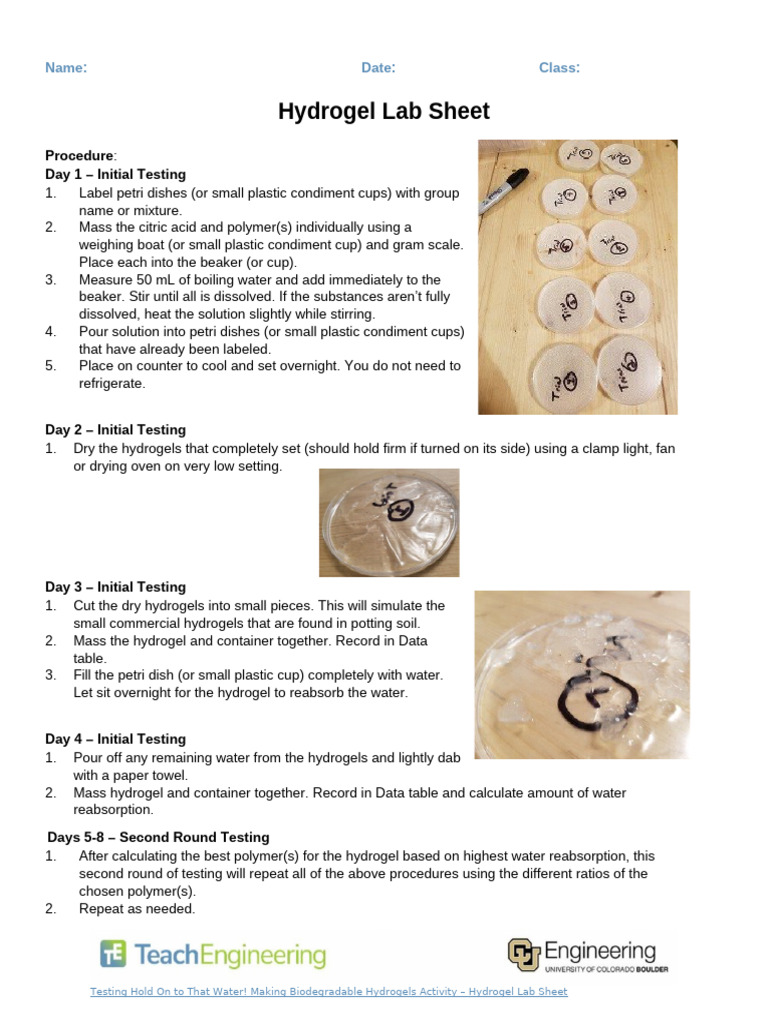 Uoh 2667 Biodegradable Hydrogels Lab Sheet | PDF | Chemical Substances ...