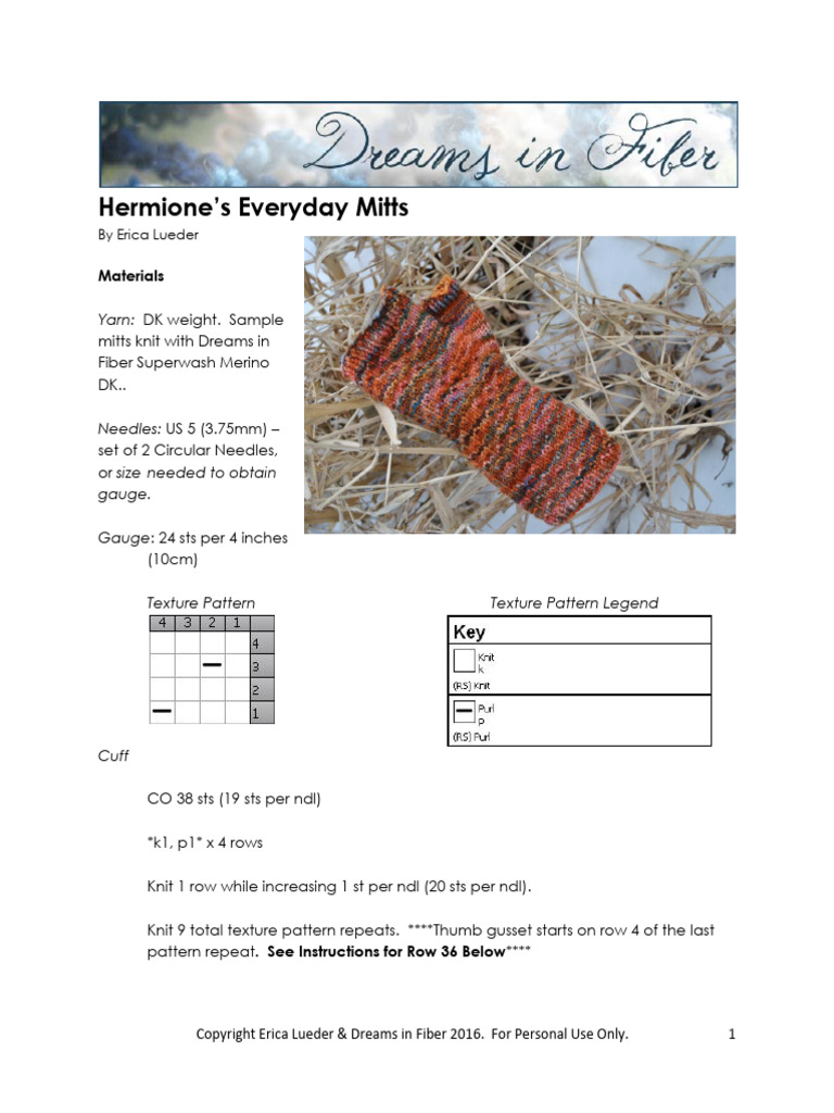 Hermione's Everyday Mitts Knitting Pattern | PDF | Knitting | Folk Art