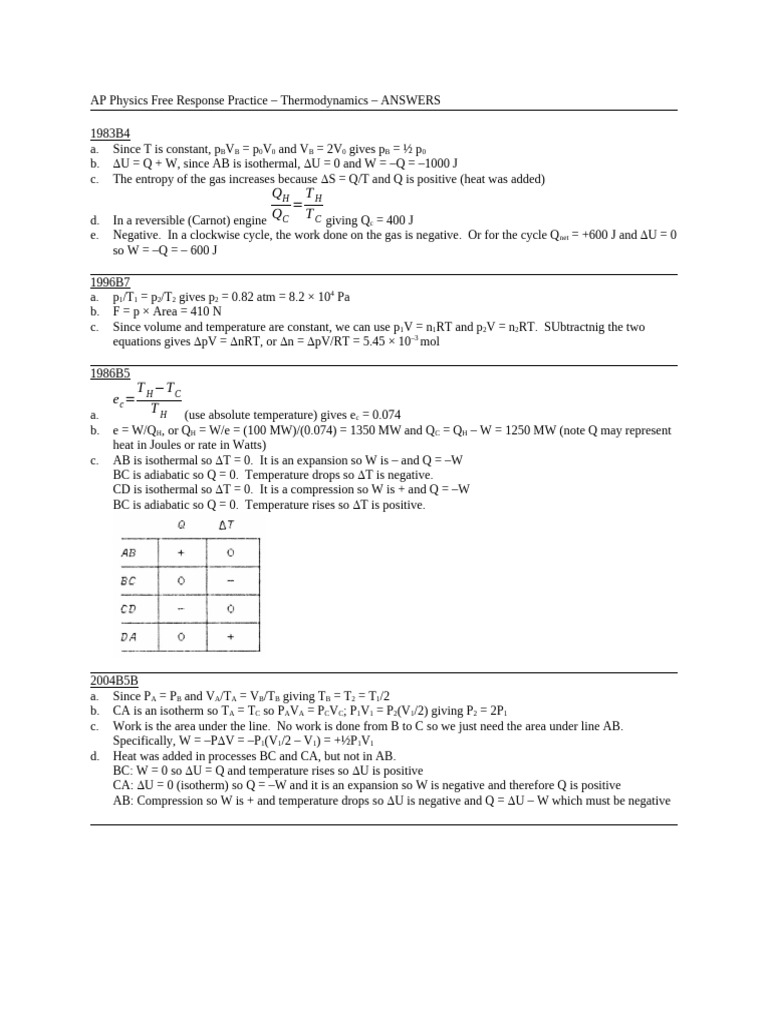 9d-Thermodynamics_FR_practice_problems-ANSWERS 3 | PDF | Scientific ...