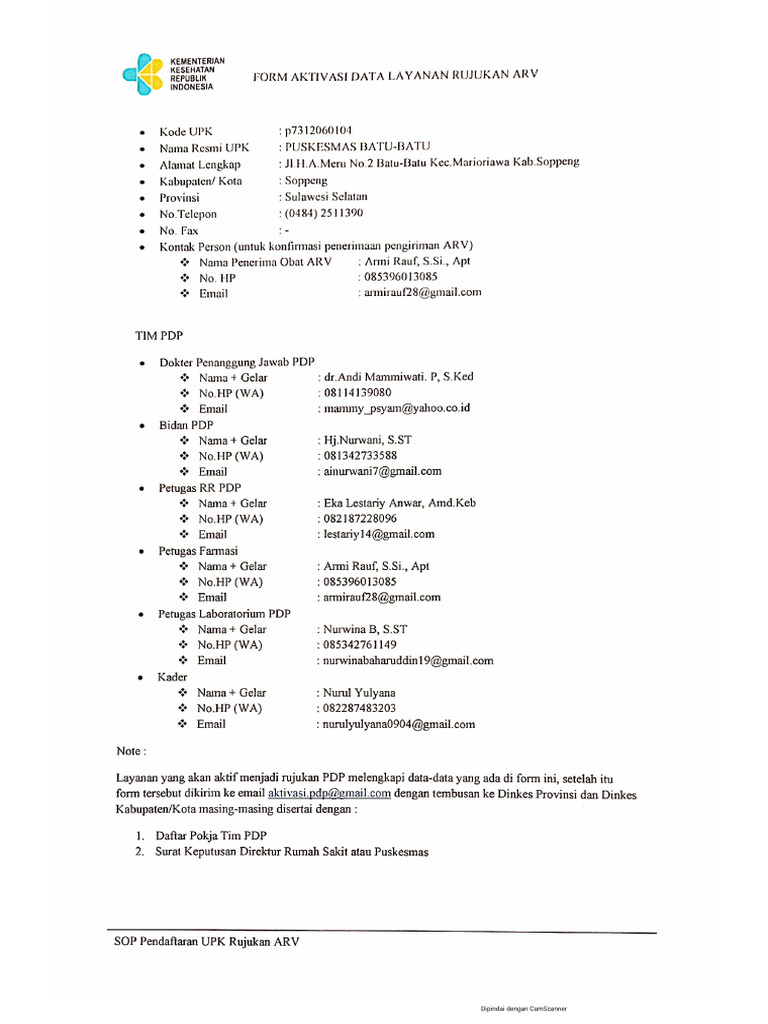 Form Aktivasi Layanan PDP Batu2 | PDF