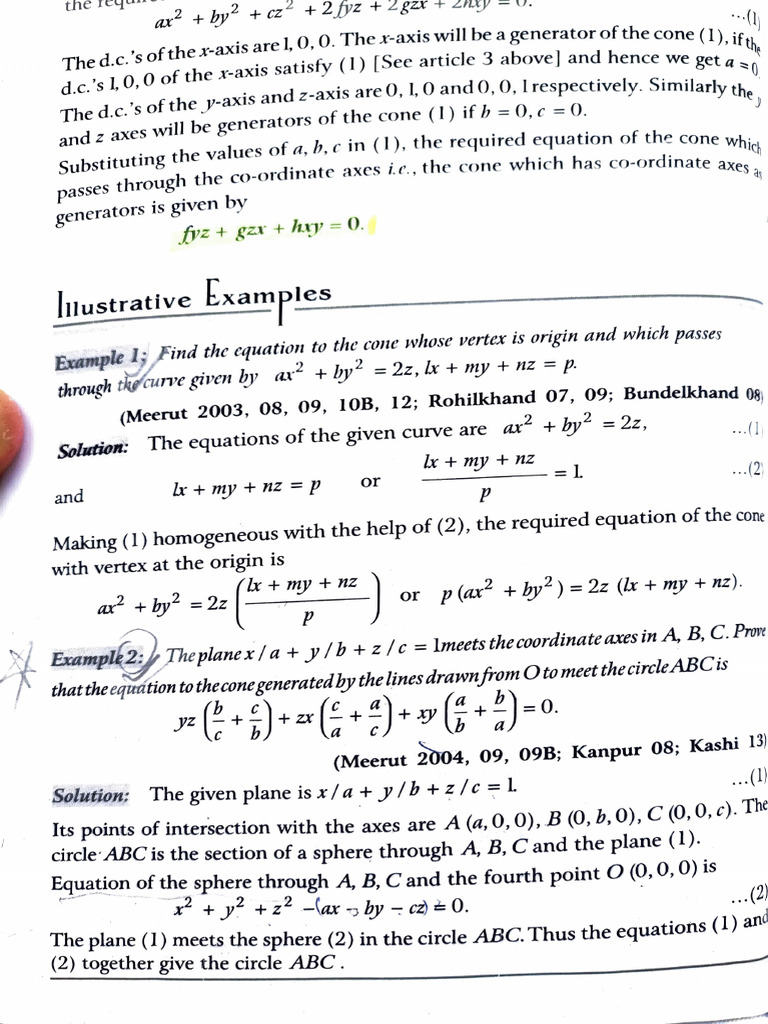 Cone Equations and Generators Explained | PDF | Elementary Mathematics ...