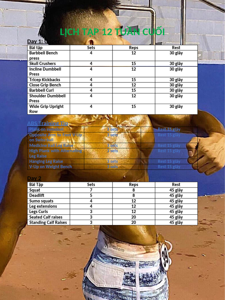 LỊCH TẬP TUẦN CUỐI lv1 | PDF