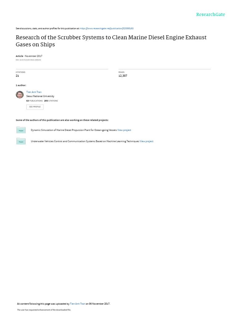 Research of The Scrubber Systems To Clean Marine Diesel Engine Exhaust ...