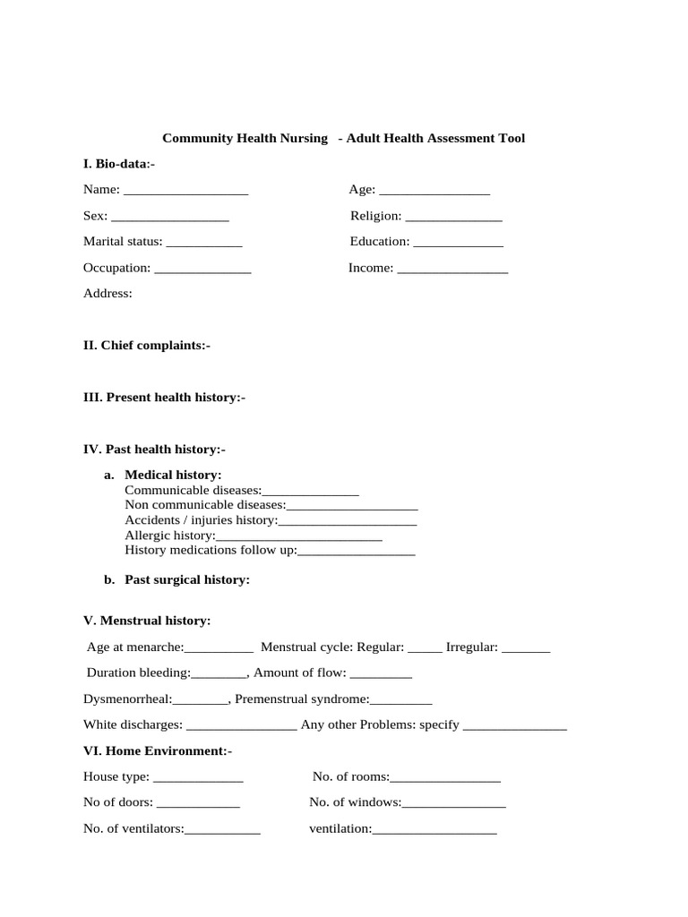 Adult Health Assessment Tool | PDF | Allergy | Medical Specialties