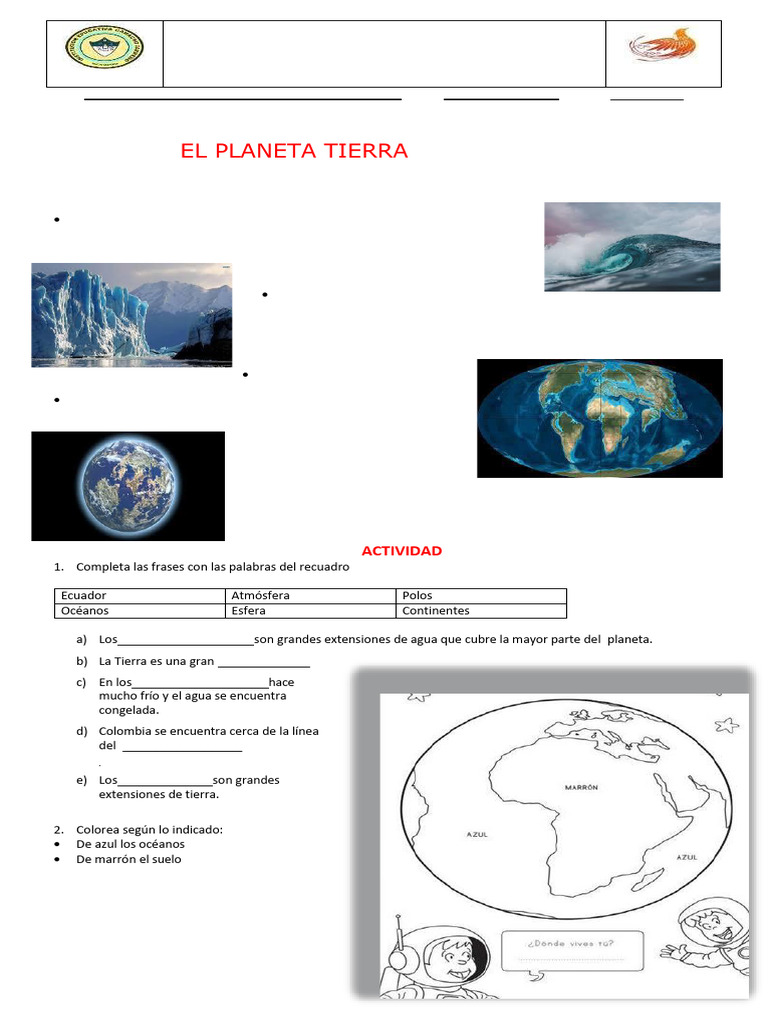 Actividad Tierra | PDF | Tierra | Océanos