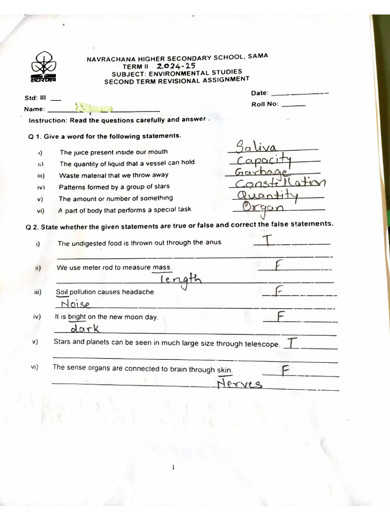 cl 3 rev assignment ans key | PDF