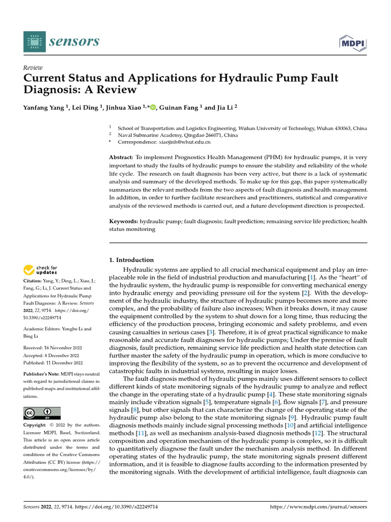 Current Status and Applications For Hydraulic Pump Fault | PDF | Wear ...