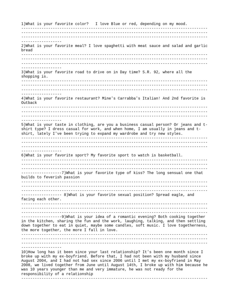 Personal Preferences and Relationship Insights | PDF