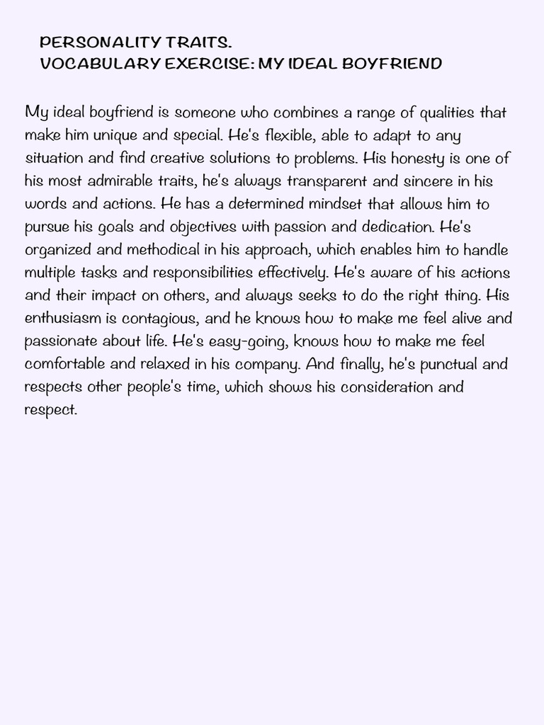 Ideal Boyfriend Qualities Explained | PDF