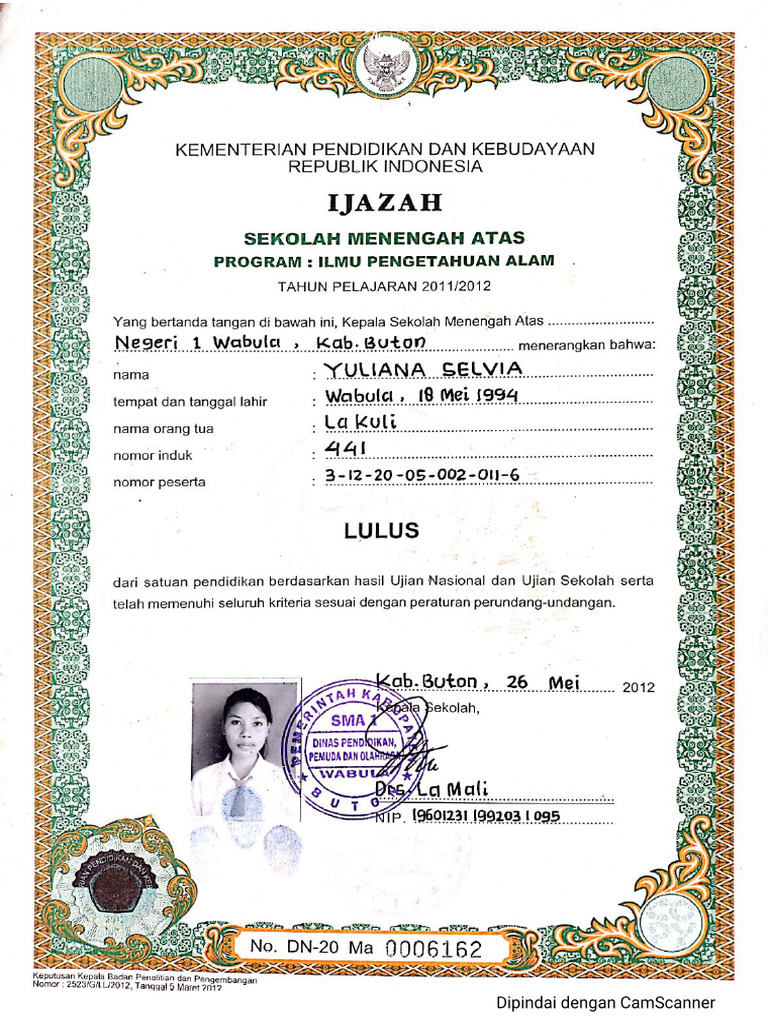Ijazah SMA | PDF