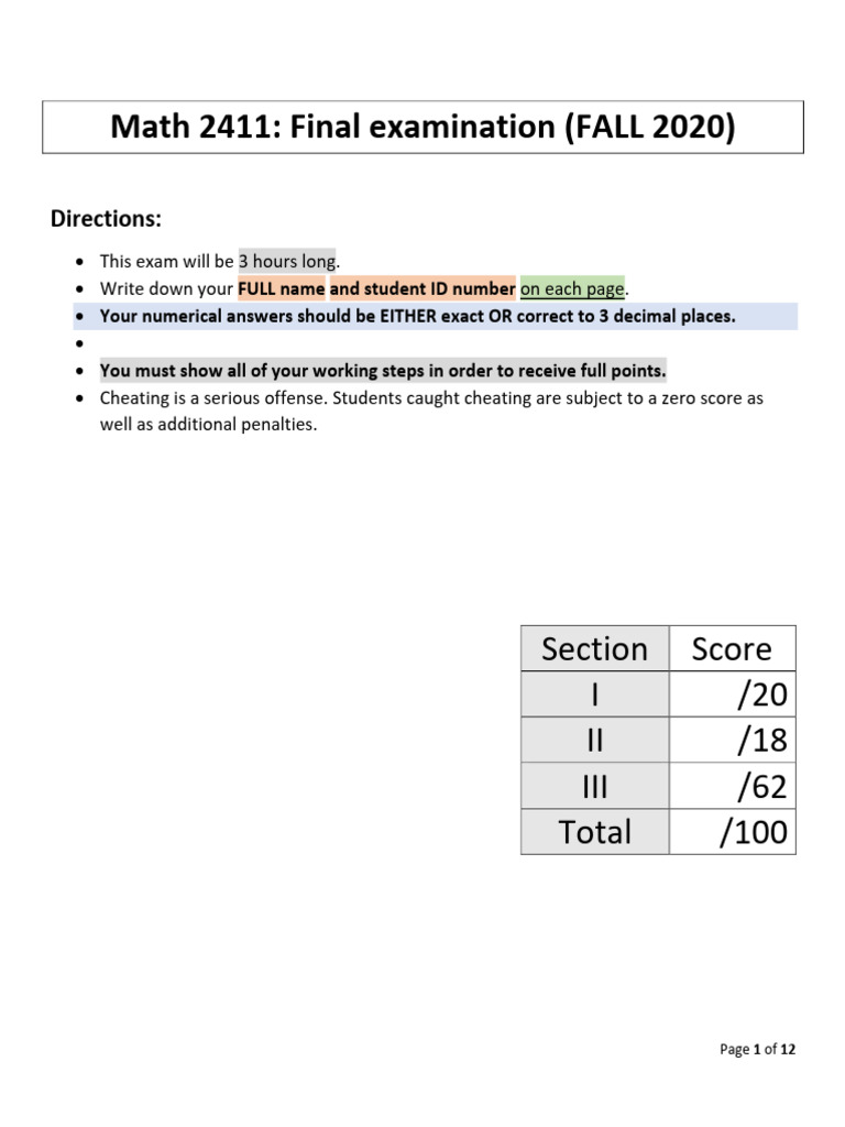(MATH2411) (2020) (F) Final Mujeue 55326 | PDF | Confidence Interval ...