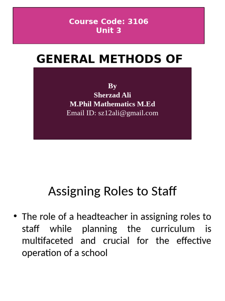 Assigning Roles to Staff | PDF | Curriculum | Educational Assessment