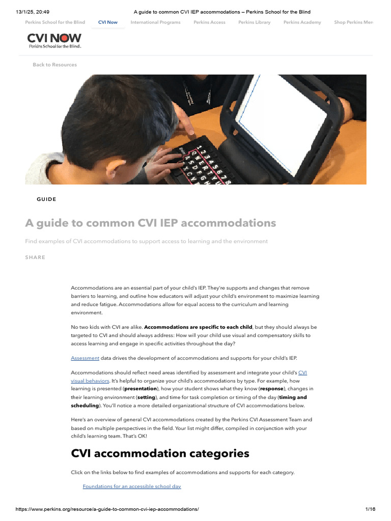 A Guide To Common CVI IEP Accommodations - Perkins School For The Blind ...