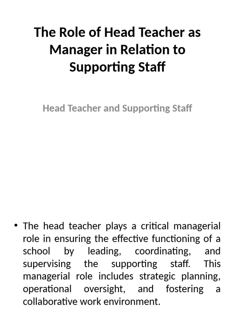 Head Teacher N Supprt Staff L6 | PDF | Teachers | Strategic Planning